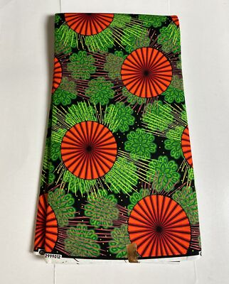African Print Fabric, - Green, Orange Ankara Fabric | eBay