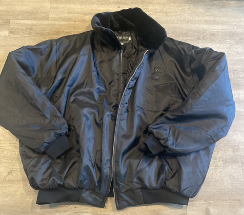 Vintage Tact Squad Black Bomber Nylon Jacket w/Faux Fur Neckline Size ...