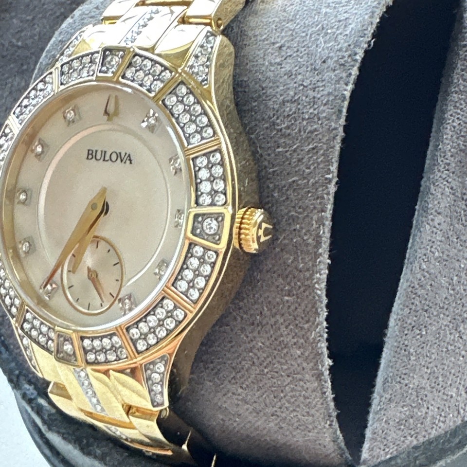 Bulova Women's Quartz Crystal Accent Gold-Tone 30.5mm Watch 98L283 | eBay