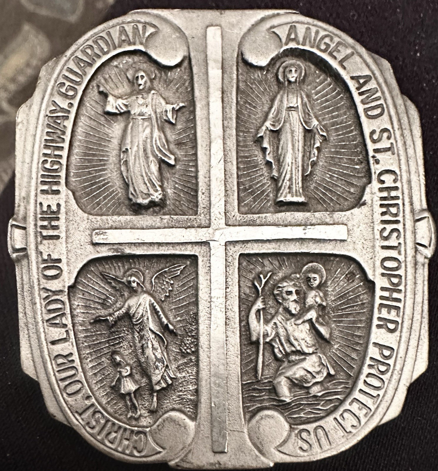 Protect Us Visor Clip Christ Lady of Highway Guardian Angel & St ...