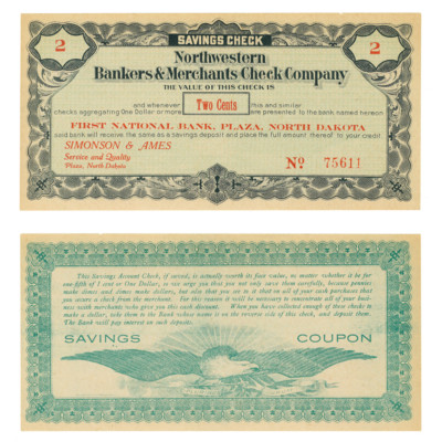 1st Nat Bank Plaza ND Northwestern Bankers & Merchants Check Company 2 ...