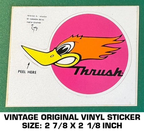 THRUSH MUFFLERS - VINTAGE ORIGINAL DECAL STICKER - RACING - AUTOMOTIVE ...