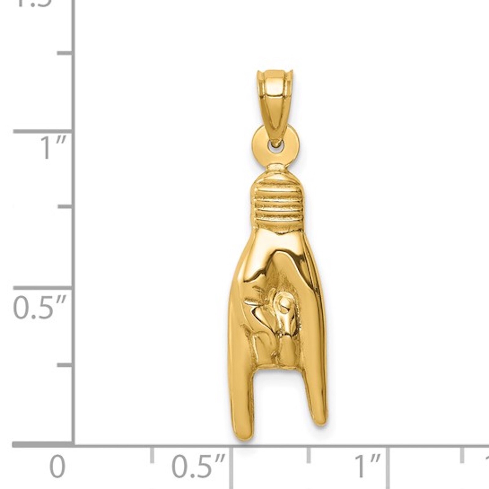 Real 14K Yellow Gold Mano Cornuto Pendant - Italian Lucky Hand 3D Charm ...
