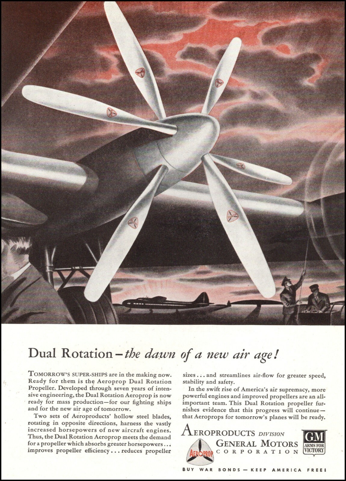 1943 WW2 AD GM AEROPROP Division Dual Counter Rotation Propellers ...