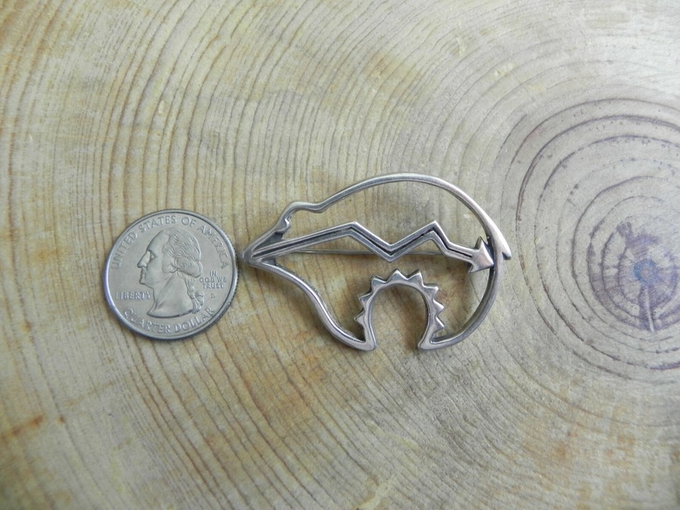 Sterling Silver Native American BEAR Pin Brooch by Belinda Woody Navajo ...