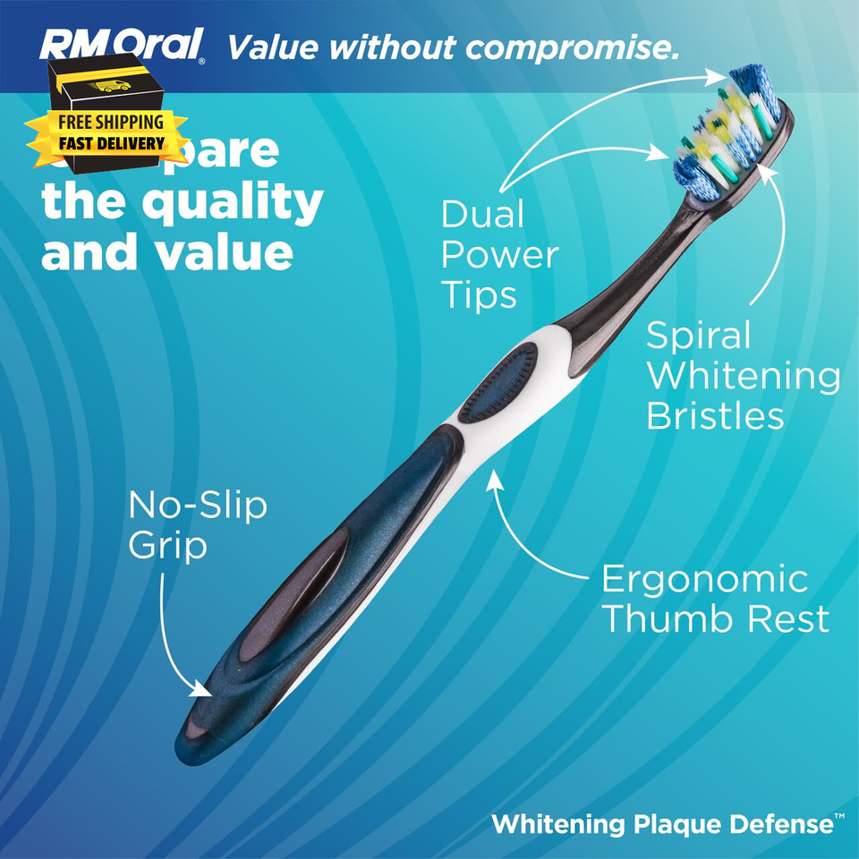 Whitening Plaque Defense Medium Toothbrush, Spiral Bristles for Superb ...