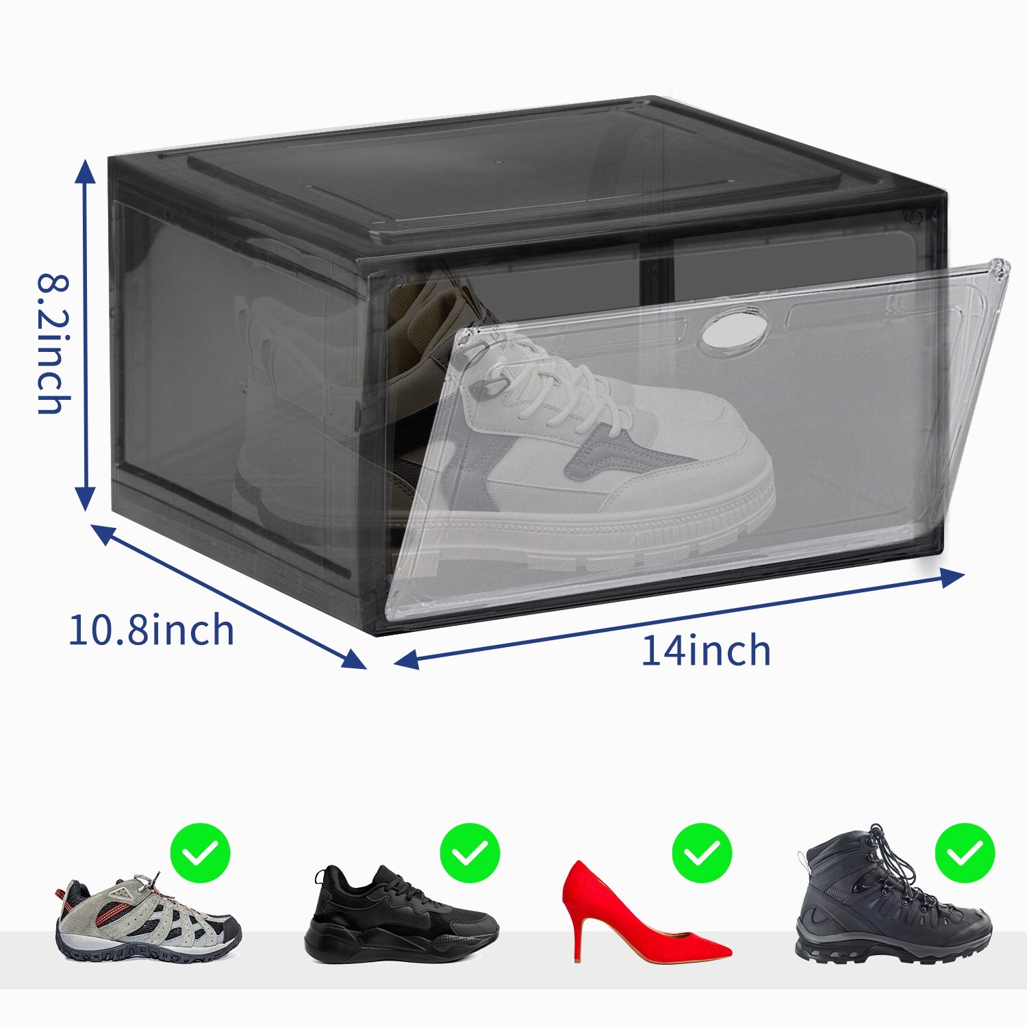 Stackable Transparent Shoe Box Front Opening Sneaker Cases Storage ...