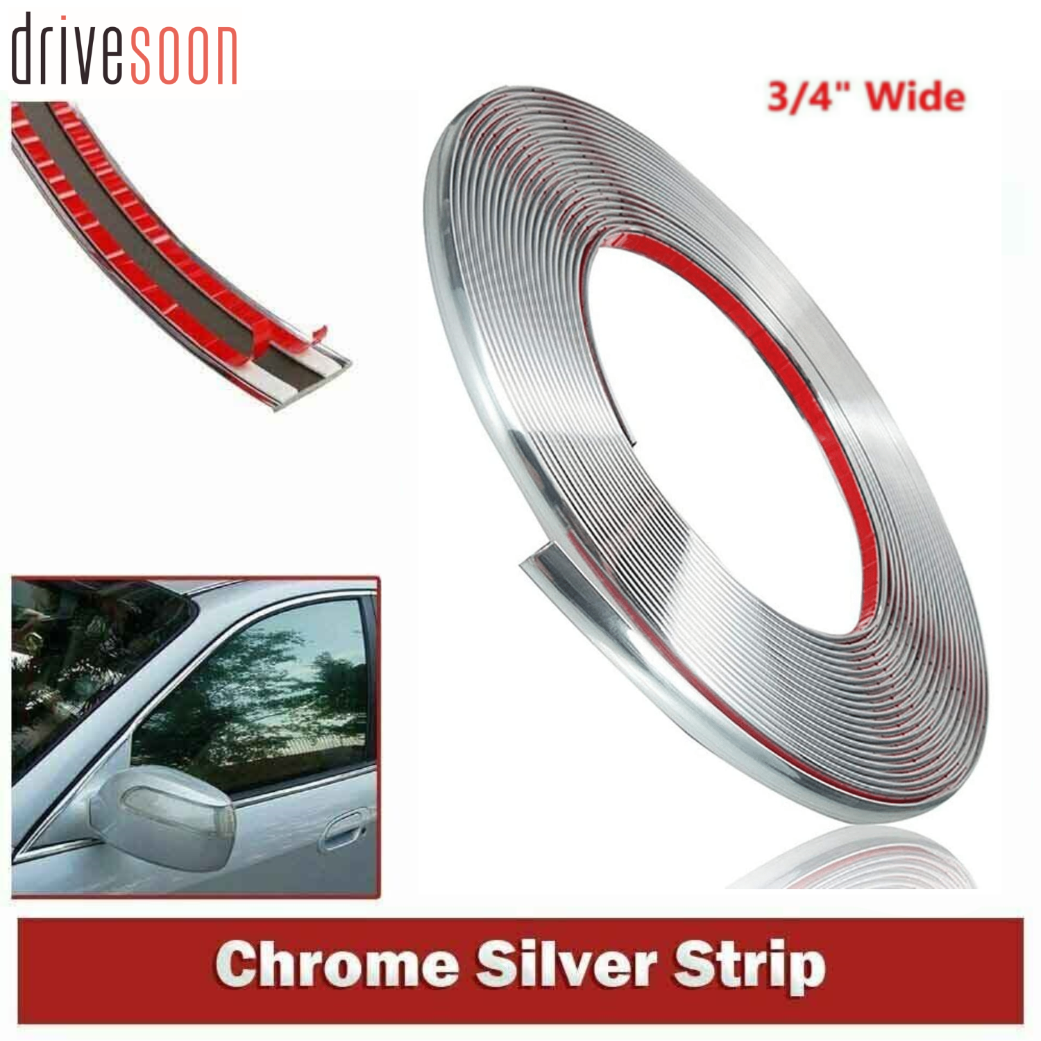New 3/4" Chrome 16ft Trim Molding Strip Decoration Car Body Door Side ...