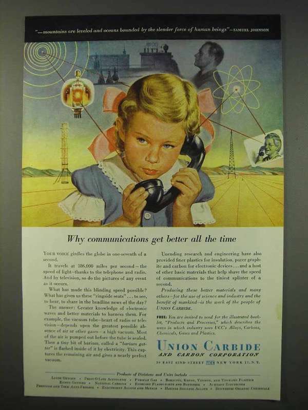 1947 Union Carbide Ad - Communications Get Better | eBay
