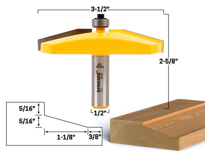3-1/2" Diameter Bevel Raised Panel Router Bit - 1/2" Shank - Yonico ...