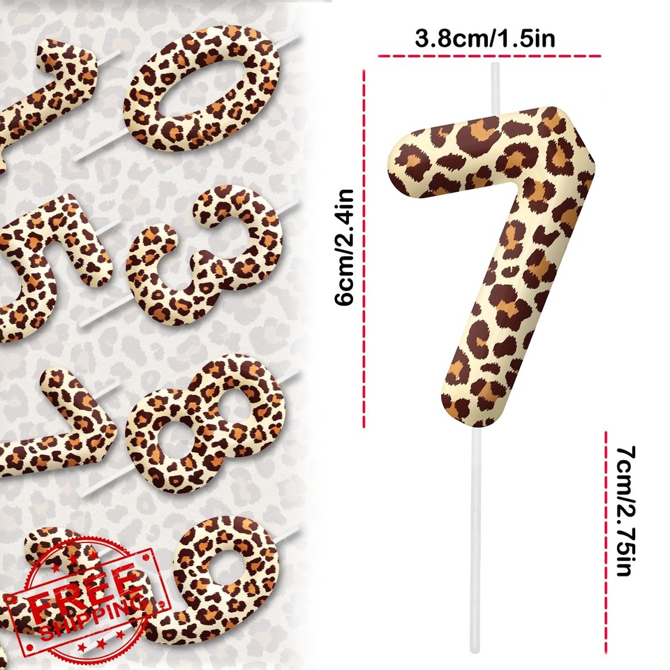 Yellow 70th Birthday Candle Number Cake Topper Cheetah Leopard Print ...
