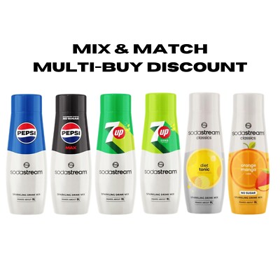 Sodastream Pepsi & Max, 7UP & Free, Tonic, Orange Mango Syrup 440ml ...