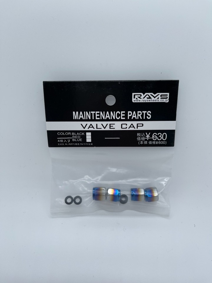 Rays tire valve kit set titanium blue new with rubber seal in seal ...