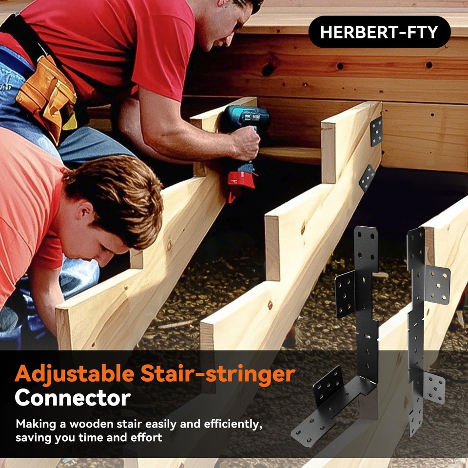 10 Pcs Black Stair Stringer Hanger Bracket Heavy Duty 18 Gauge ...