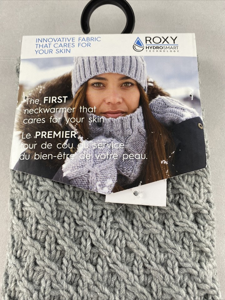 ROXY Cable Knit Blizzard Collar w/ Hydrosmart Technology, O/S - Gray ...