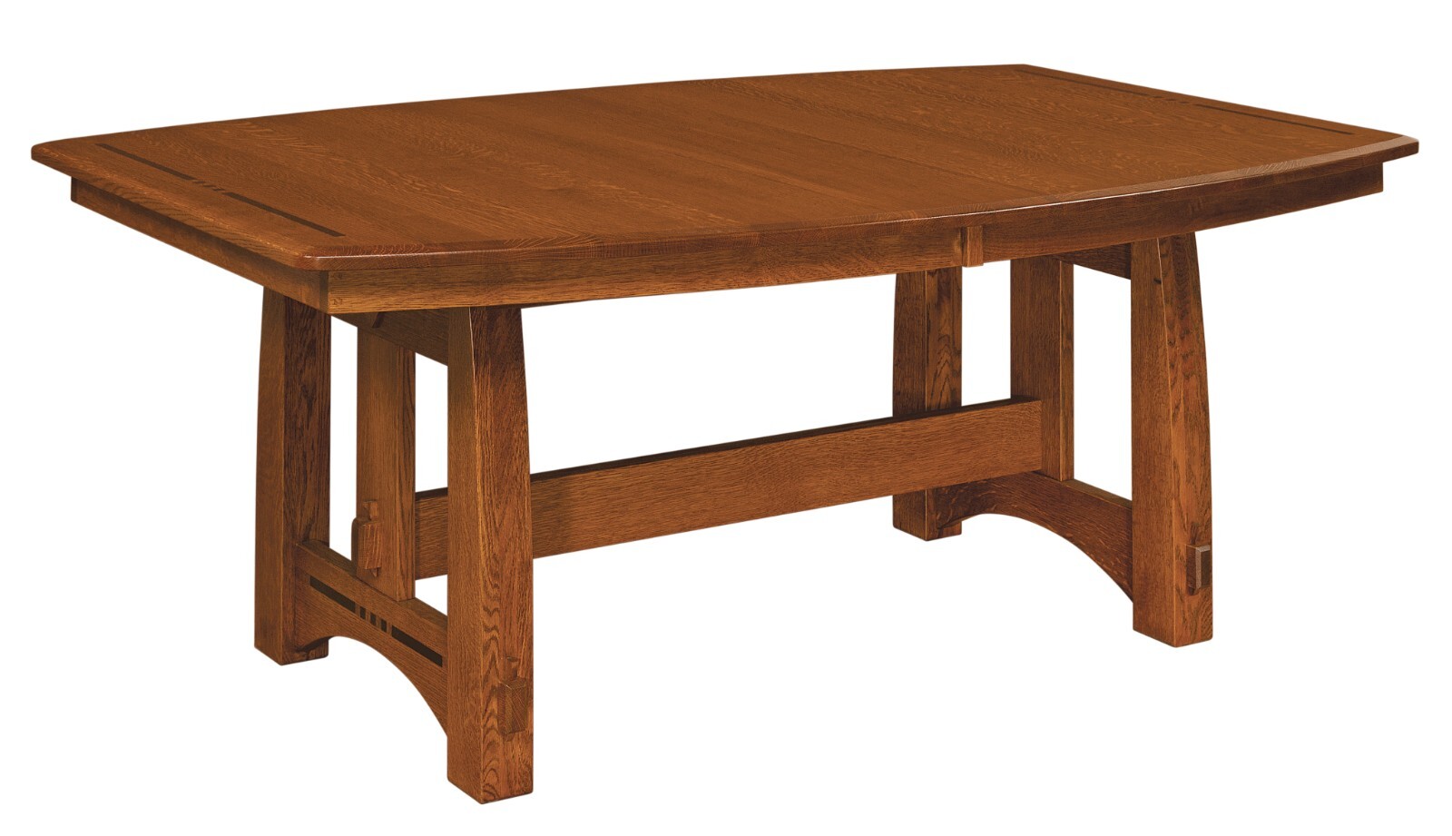 Amish Mission Arts and Crafts Trestle Dining Table Boat Top Solid Wood ...