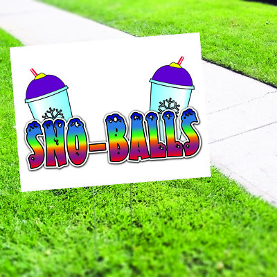 Sno-Balls Yard Sign With Stake Outdoor Plastic Coroplast Sign | eBay