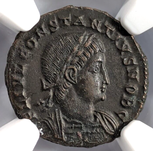 Constantius II Roman Empire BI Nummus AE3/4 NGC AU Ancient Soldiers ...