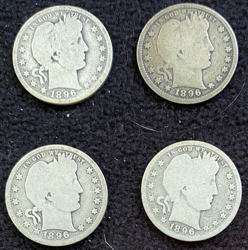 4 1896 Barber Quarters. Good Circulated Condition. | eBay