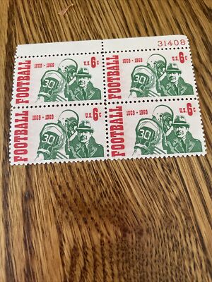 1969 Intercollegiate Football 6 cents US Postage Stamp Scott #1382 MINT ...