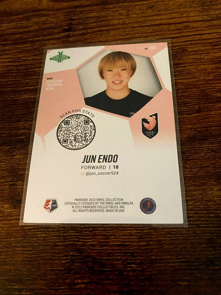 Jun Endo Angel City FC AUTOGRAPHED Parkside 2022 NWSL FOIL PARALLEL SP ...