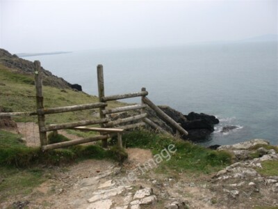 Photo 6x4 Rustic stile on the coastal path near the Clegir Mawr outcrop ...
