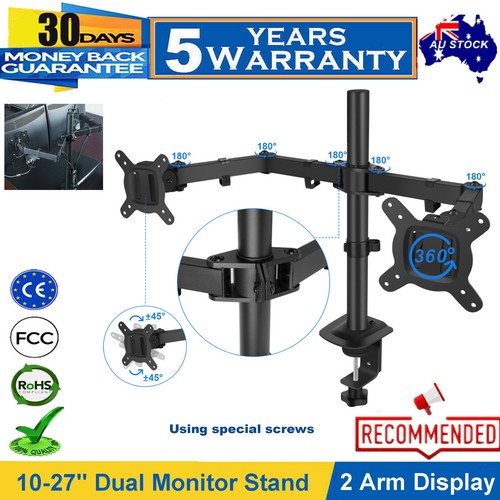 Monitor Stand Arm Dual Single LED TV Mount Bracket Holder 2 Arm ...