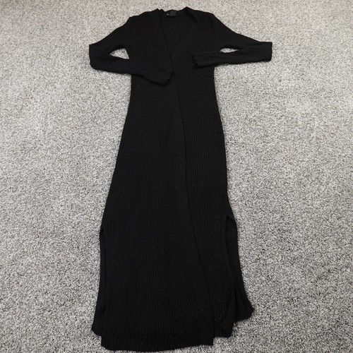 WHBM Cardigan Womens S Black Wool Heavy Rib Knit Open Duster Tunic ...