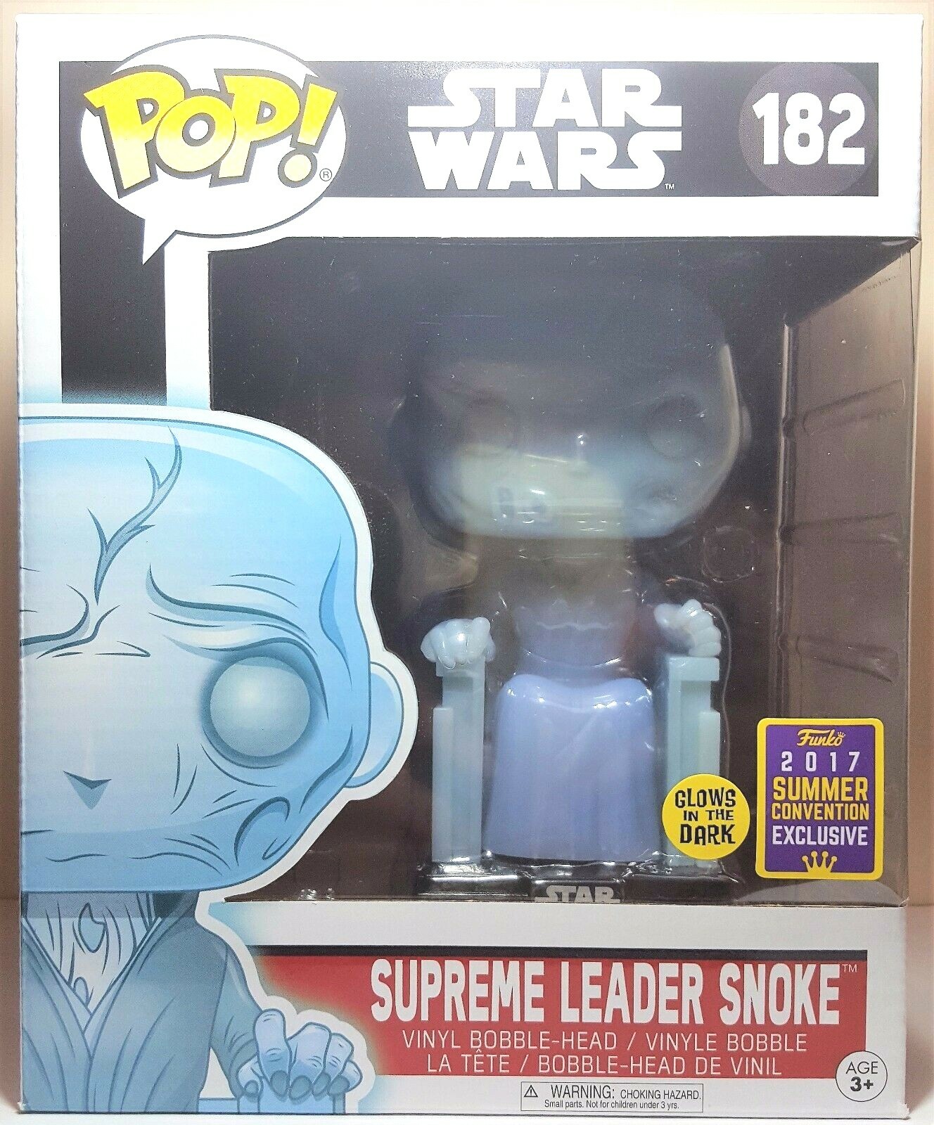 Funko Pop Supreme Leader Snoke Glow 6" # 182 Star Wars 2017 SDCC ...