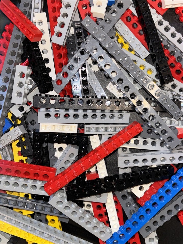 LEGO TECHNIC Bulk Lot Studed Beams Bricks Only 1x4 1x6 1x8 1x16 50 ...