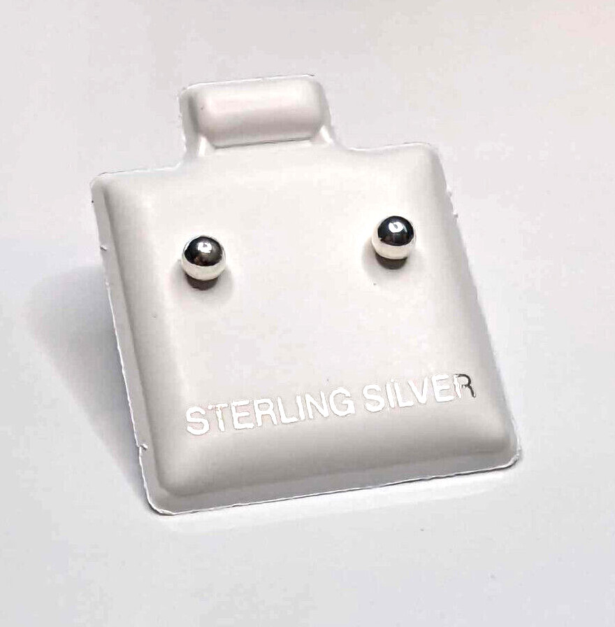925 Sterling Silver Round Ball Stud Earrings Butterfly Backing NEW | eBay