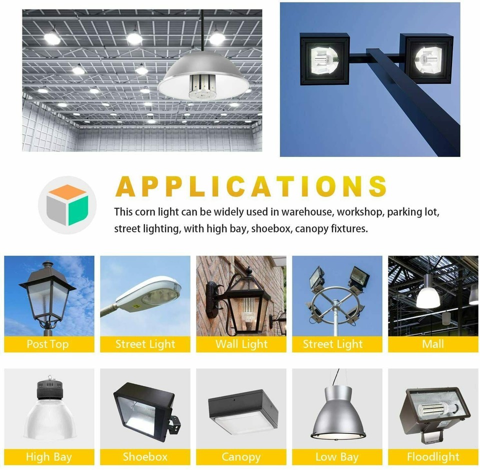 LED Corn Light Bulb 120W E39 Mogul Base Street Parking Lot Warehouse ...