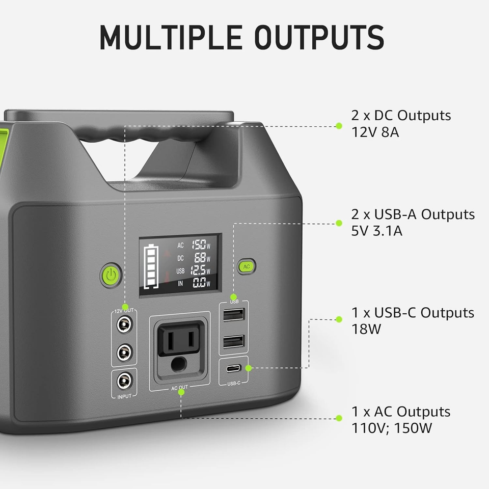 🔋 155Wh Portable Power Station 110V Battery Pack w/ AC Outlet | 6 ...