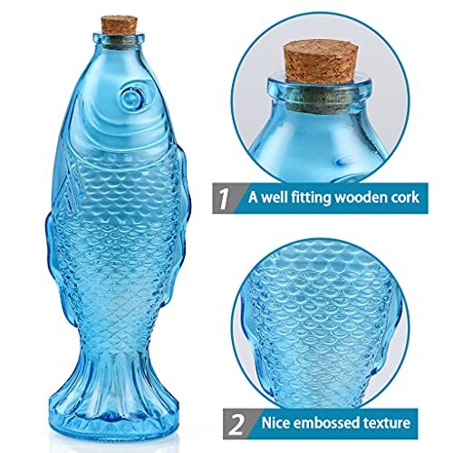 3-Pack Fish Shaped Glass Bottles Decorative Bottles with Cork Stopper ...