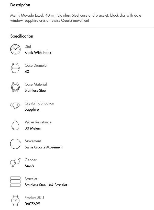 NEW! Movado Mens Excel Watch Black Museum Dial Silver Dot & Hands Slvr ...