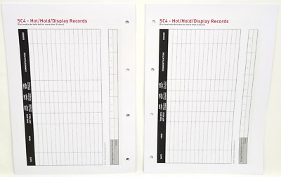 SC4 Hot Hold holding Display Temperature Records x 52 Hole Punched 2026 ...