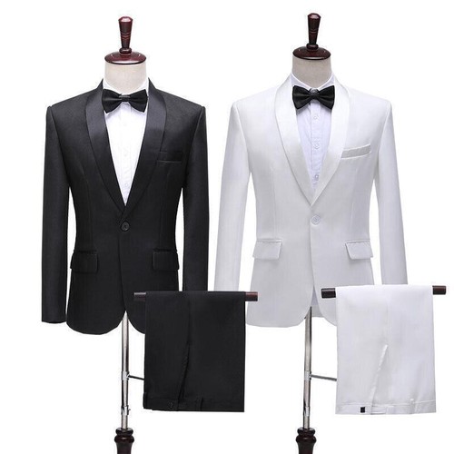 Men's Formal Dress Singer Stage Wedding Suits Lapel One Button Coat ...