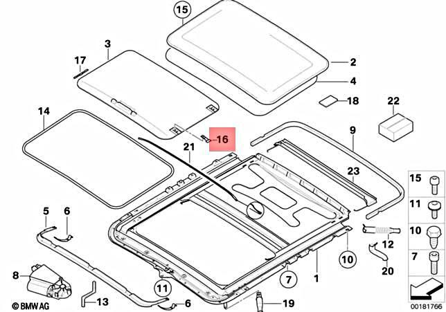 Genuine BMW E46 Coupe Sunroof Shade Slider Repair Parts Left OEM ...