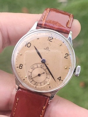 RARE 1943 Omega Calatrava Ref 2317 Cal 30T2 Salmon Dial Men's 35mm ...
