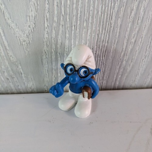 Schleich Smurfs Movie Brainy Smurf Figure PVC 20734 EUC | eBay