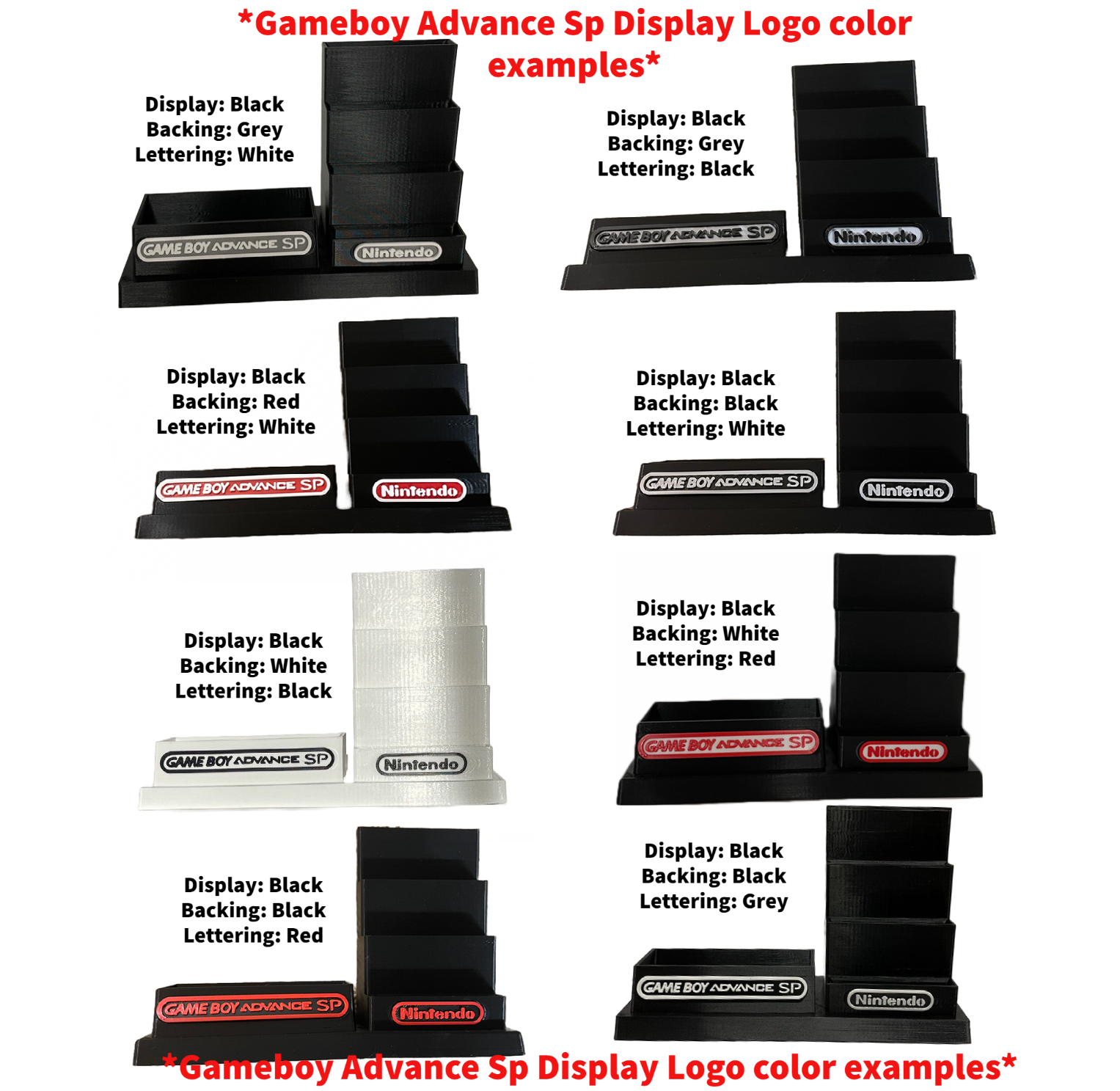 Gameboy Color & 9 Game Cartridge Display / Stand ONLY (Customize Colors ...