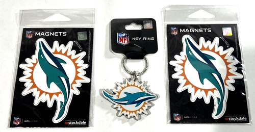 Miami Dolphins Magnets & Key Ring Gift Set 5"x3" | eBay