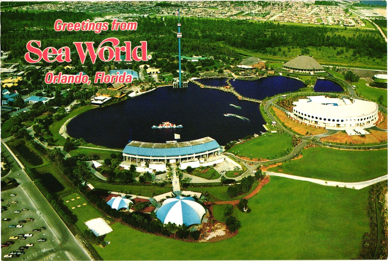 Orlando Florida Sea World Postcard 1970s Marine Life Park Aerial View ...