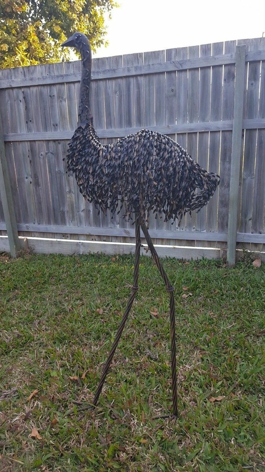 LARGE STANDING EMU ANIMAL METAL GARDEN STATUE ORNAMENT SCULPTURE ART ...