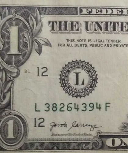 Ink Well Contamination Error Note 2017A Series $1 One Dollar Bill ...