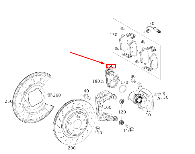 MERCEDES-BENZ S W222 Rear Parking Brake Actuator A2229063801 NEW ...