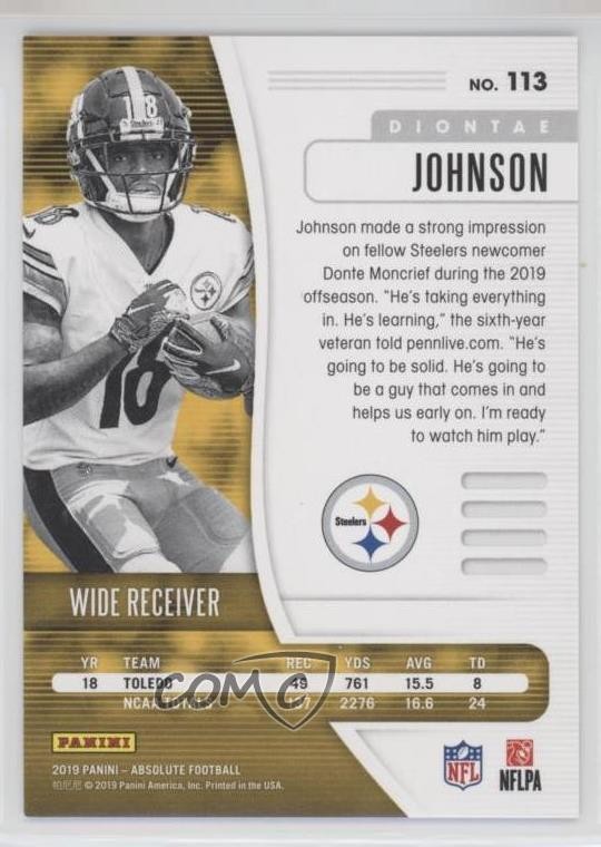 2019 Panini Absolute Rookie Red Spectrum /100 Diontae Johnson #113 ...