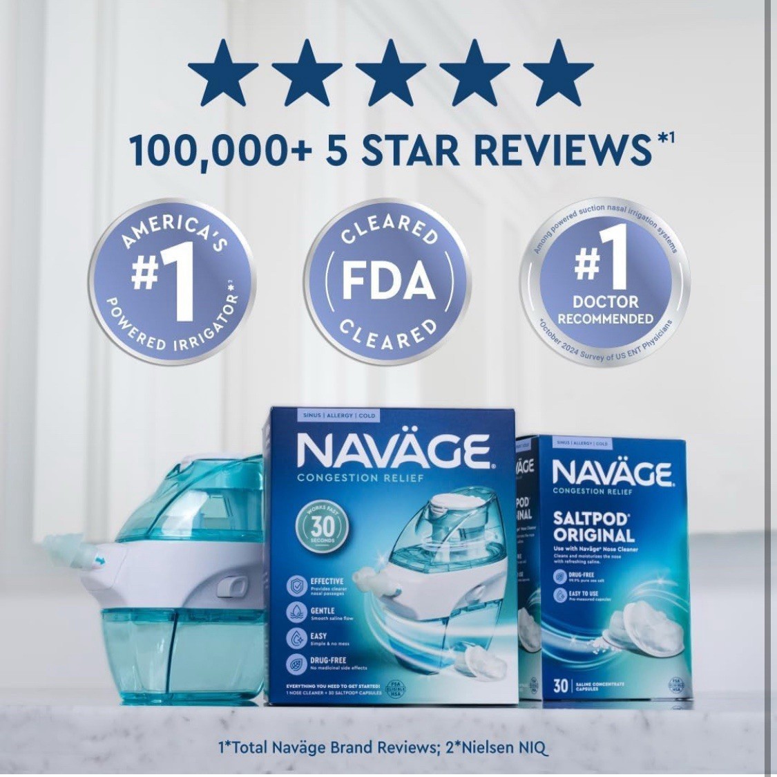 NAVAGE Nasal Irrigation Starter Kit w/30 Capsules (SDG-2) ** for sale ...