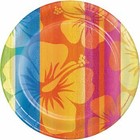 Sunset Stripes Hibiscus 7 Inch Paper Plates Low Count 8 Pack Luau ...