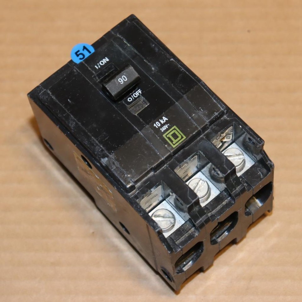 One Square D QO390 3 Pole 90 Amp Plug In Breaker BU#51 785901004400 | eBay